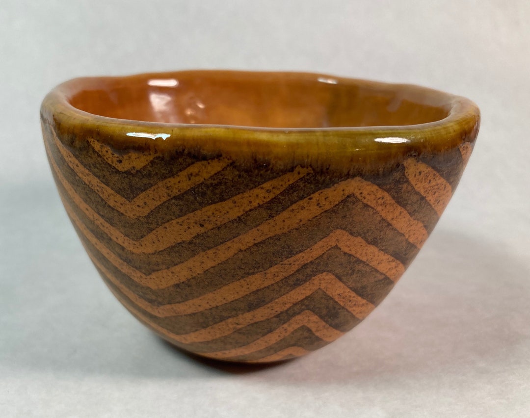 Handmade Pinch Pot With Chevron Pattern - Etsy