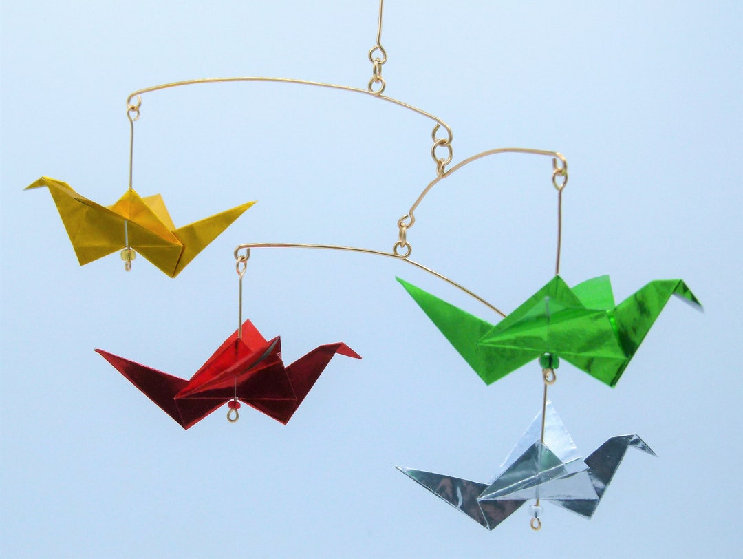 Flock of Origami Flying Cranes Mobile - Etsy