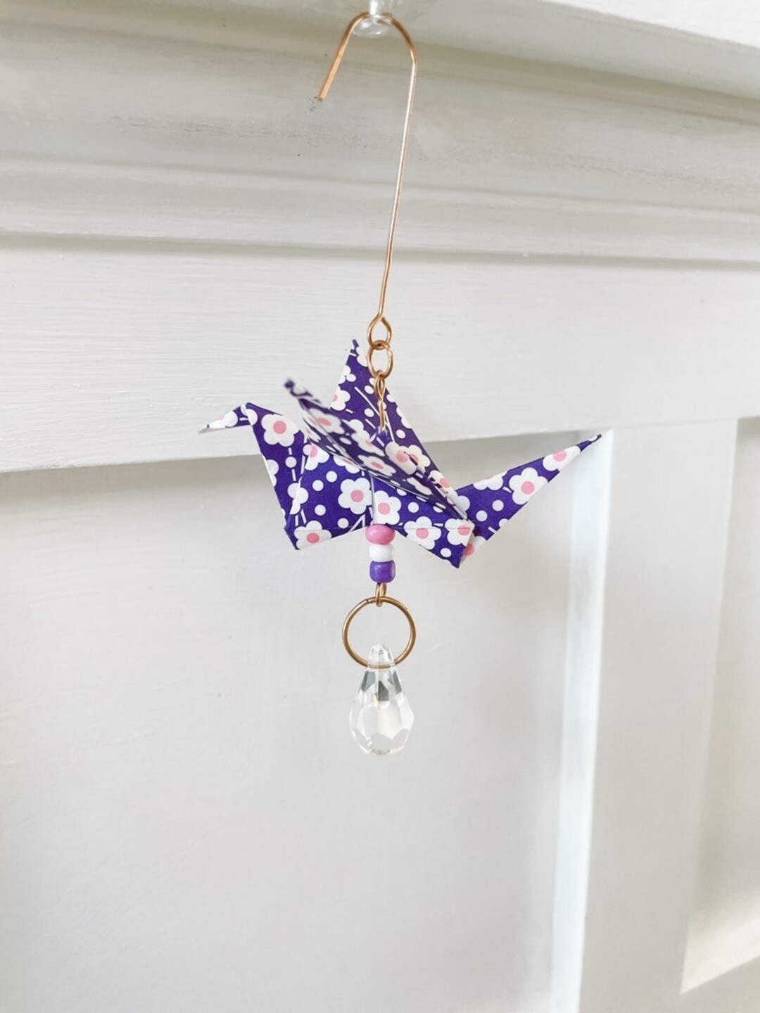 Patterned Origami Flapping Crane Ornament With Suncatcher - Set of 4 - Etsy