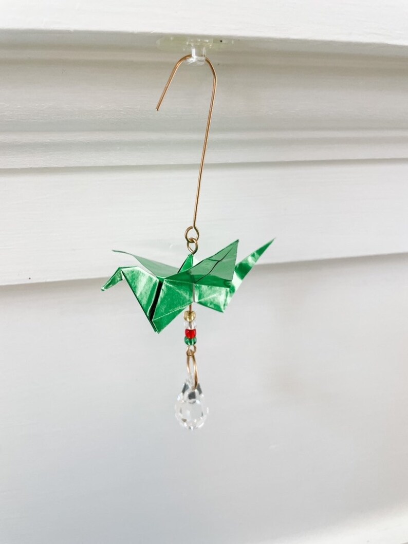 Metallic Origami Flapping Crane Ornament With Suncatcher - Set of 4 - Etsy