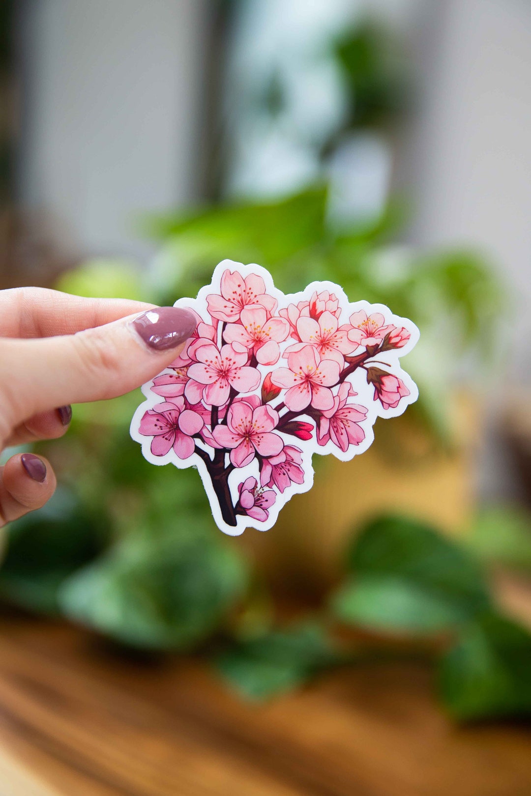 Cherry Blossom Branch Sticker - 3x3 Inch // Waterproof & Durable Vinyl ...