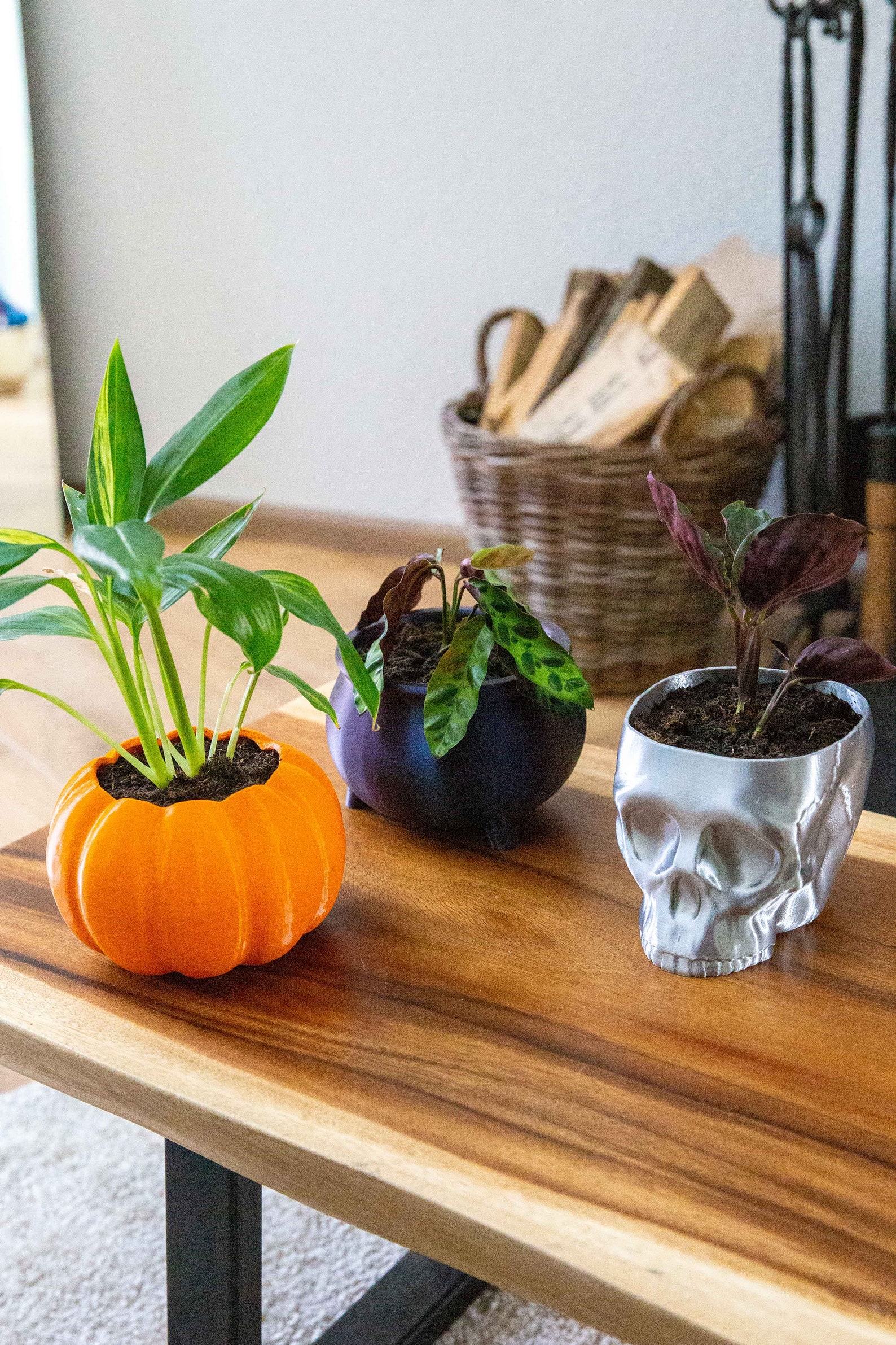 Halloween Skeleton Skull Planter - Spooky Home Decor - Drainage ...