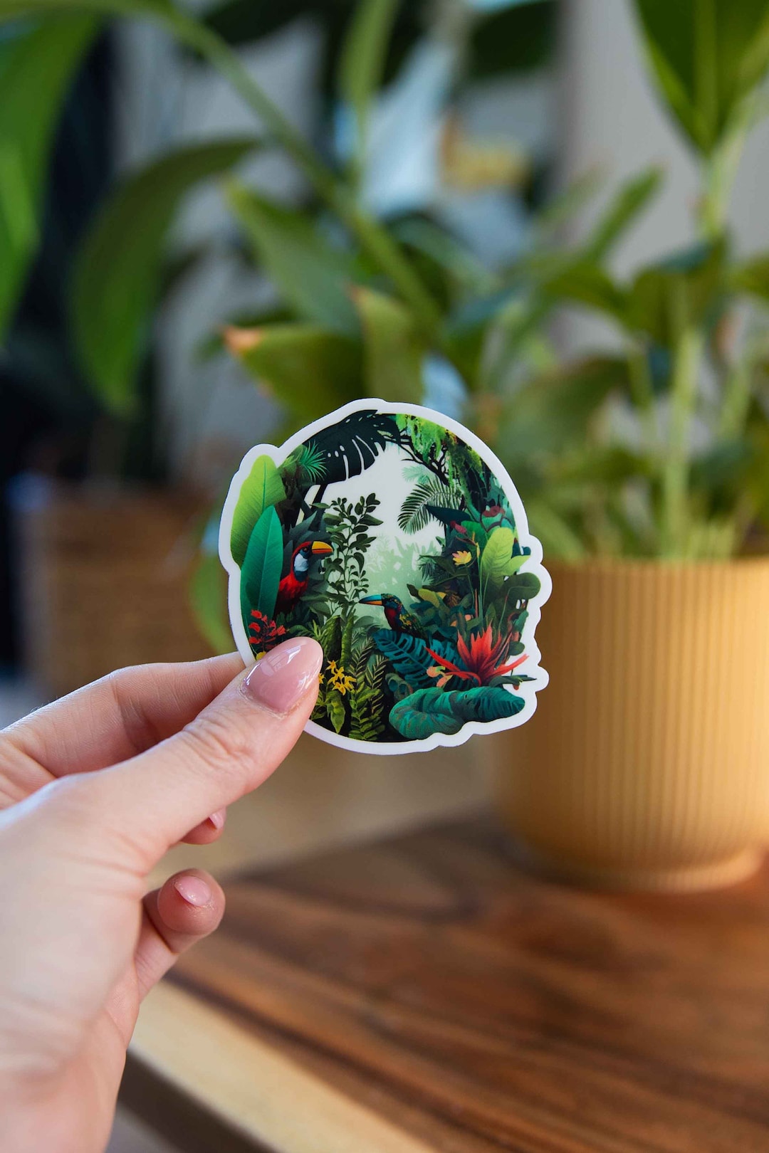 Tropical Rainforest Scenery Sticker - 3x3 Inch - Waterproof Vinyl Decal ...