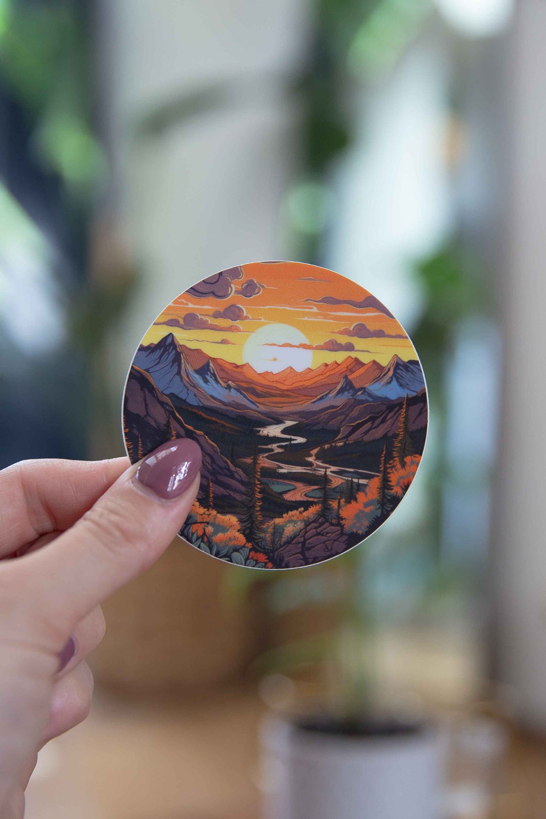 Beautiful Mountain Views Scenery Sticker - 3x3 Inch // Waterproof ...