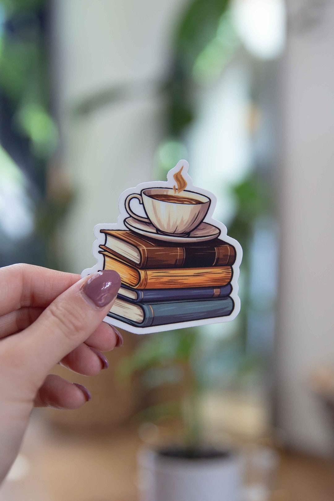 Coffee and Books Sticker - 3x3 Inch - Waterproof Vinyl Decal - Etsy UK
