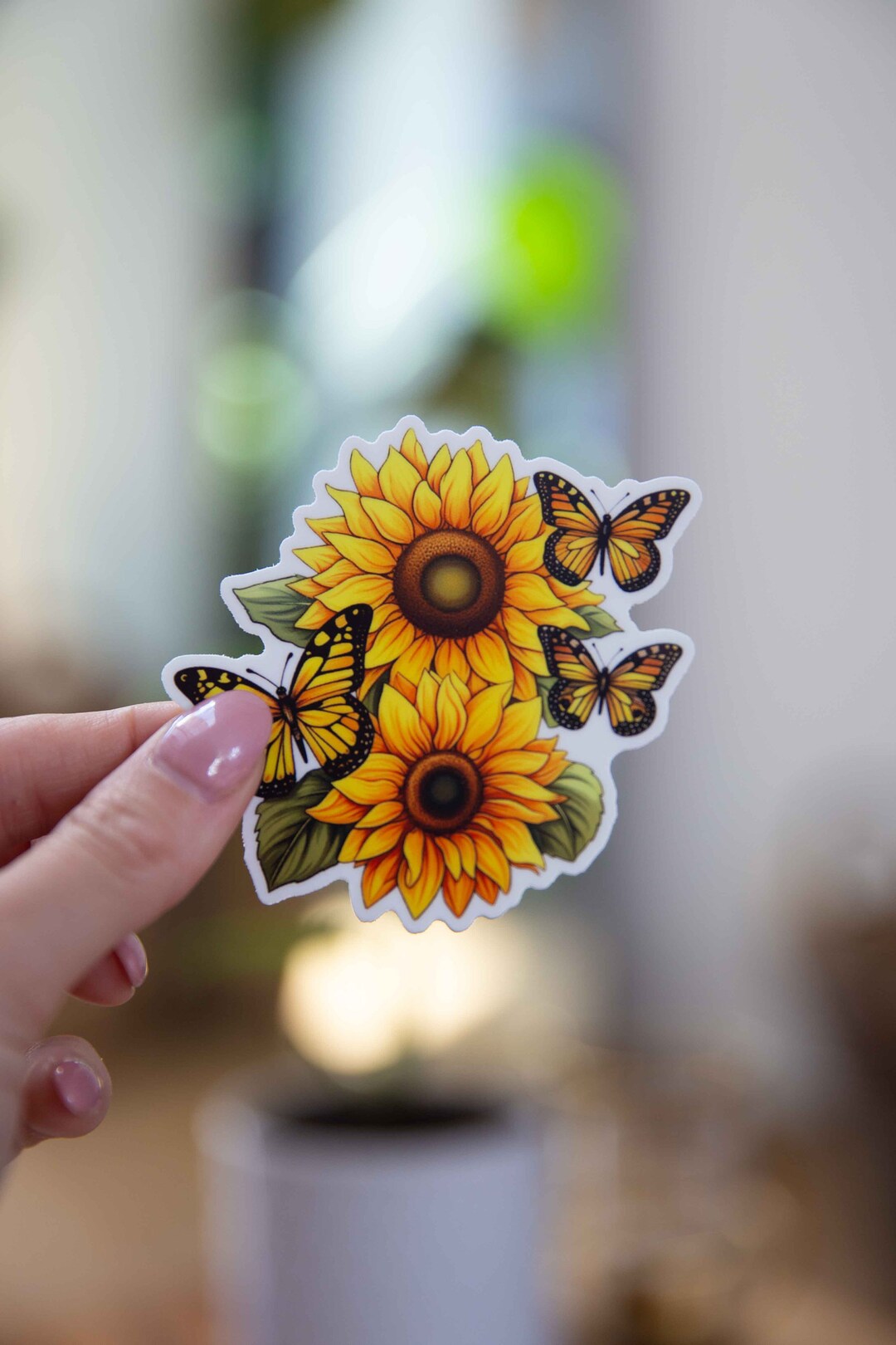 Sunflower Butterfly Sticker - 3x3 Inch - Waterproof Vinyl Decal - Etsy