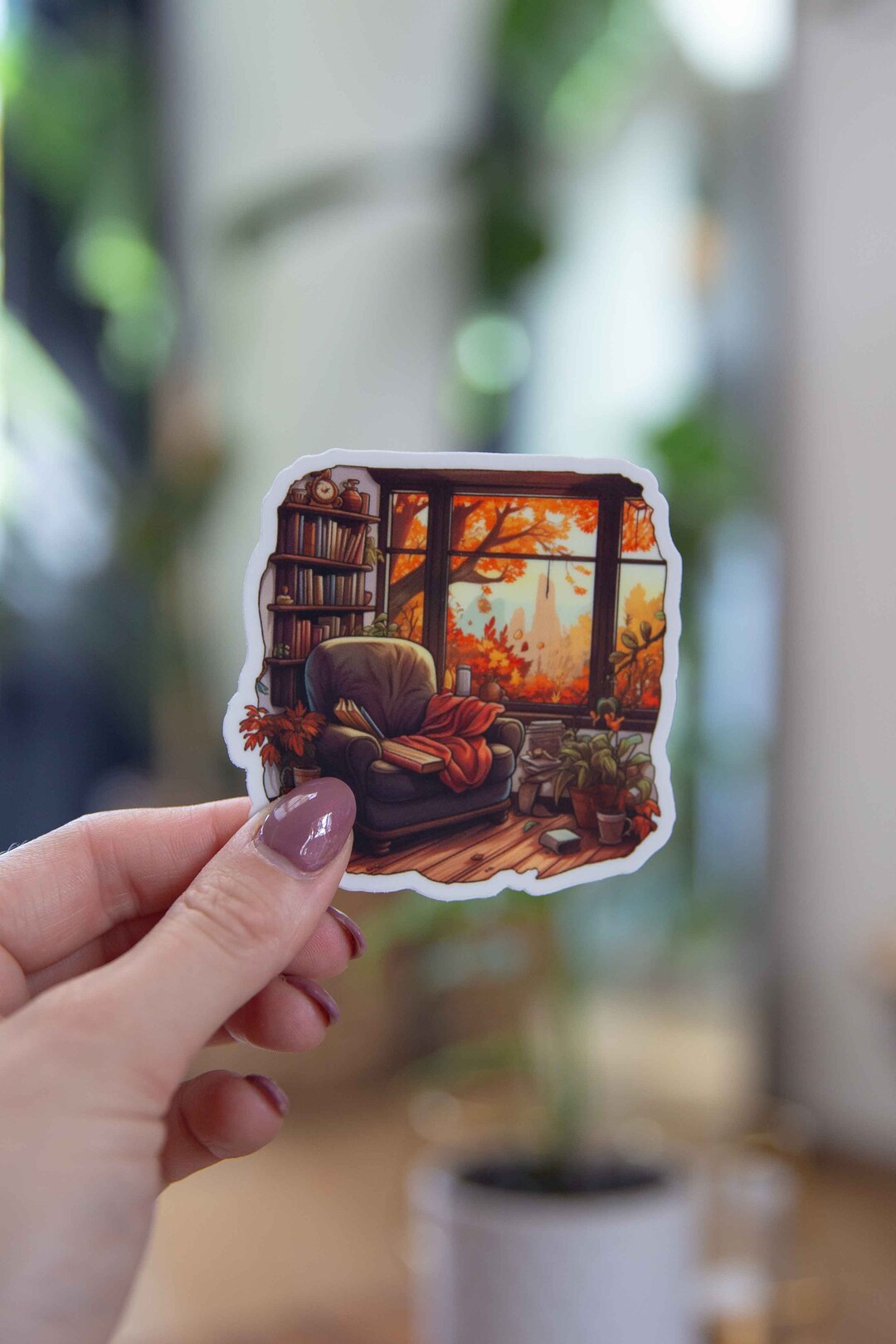 Autumn Reading Book Nook Sticker - 3x3 Inch // Waterproof & Durable ...