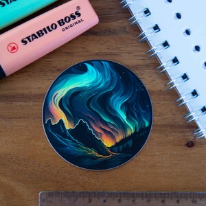 Aurora Borealis Scenery Sticker 3x3 Inch // Waterproof & - Etsy