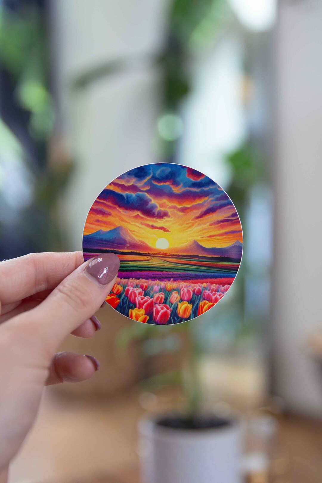 Beautiful Tulip Field Sticker - 3x3 Inch // Waterproof & Durable Vinyl ...