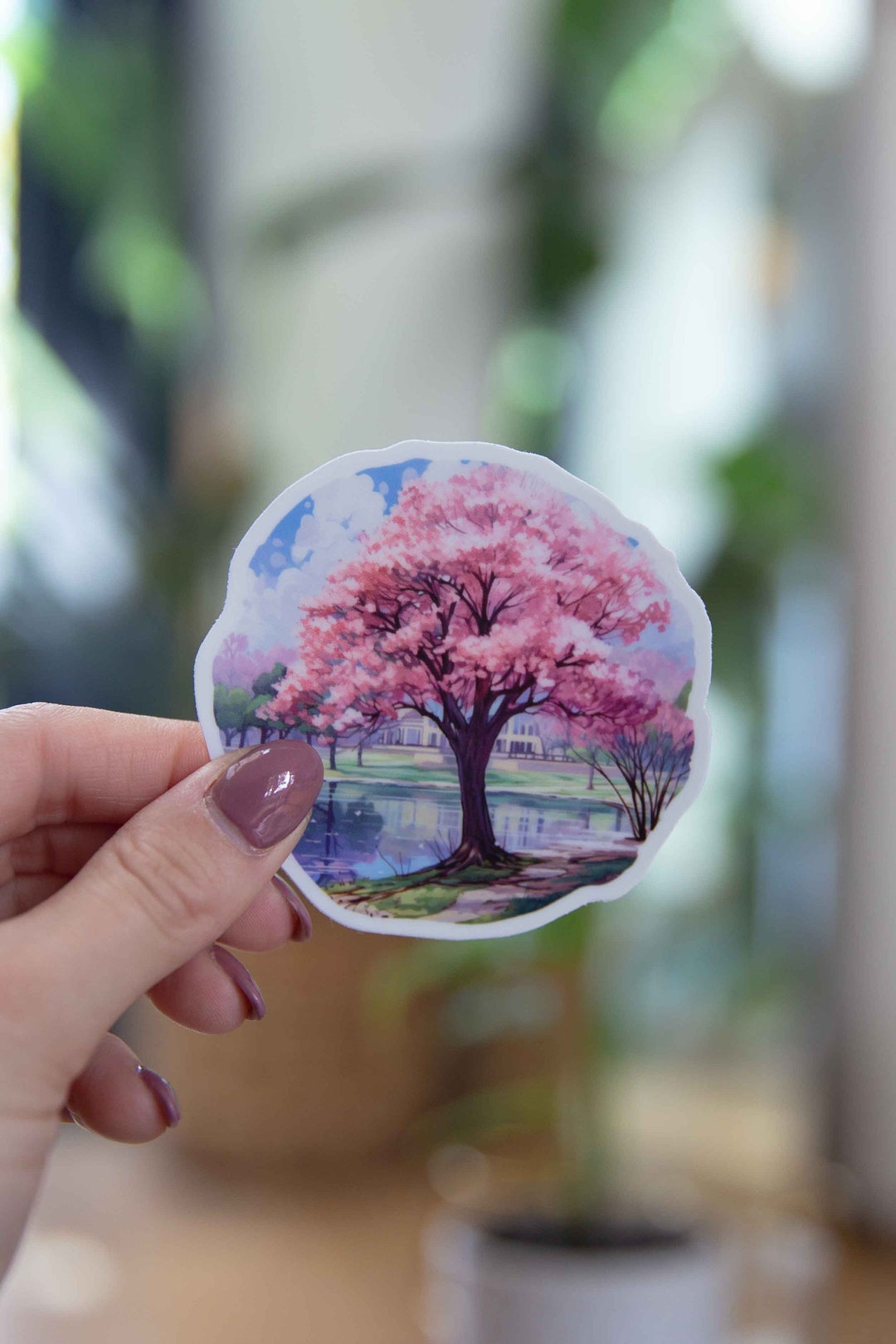Cherry Blossom Tree Sticker - 3x3 Inch // Waterproof & Durable Vinyl ...