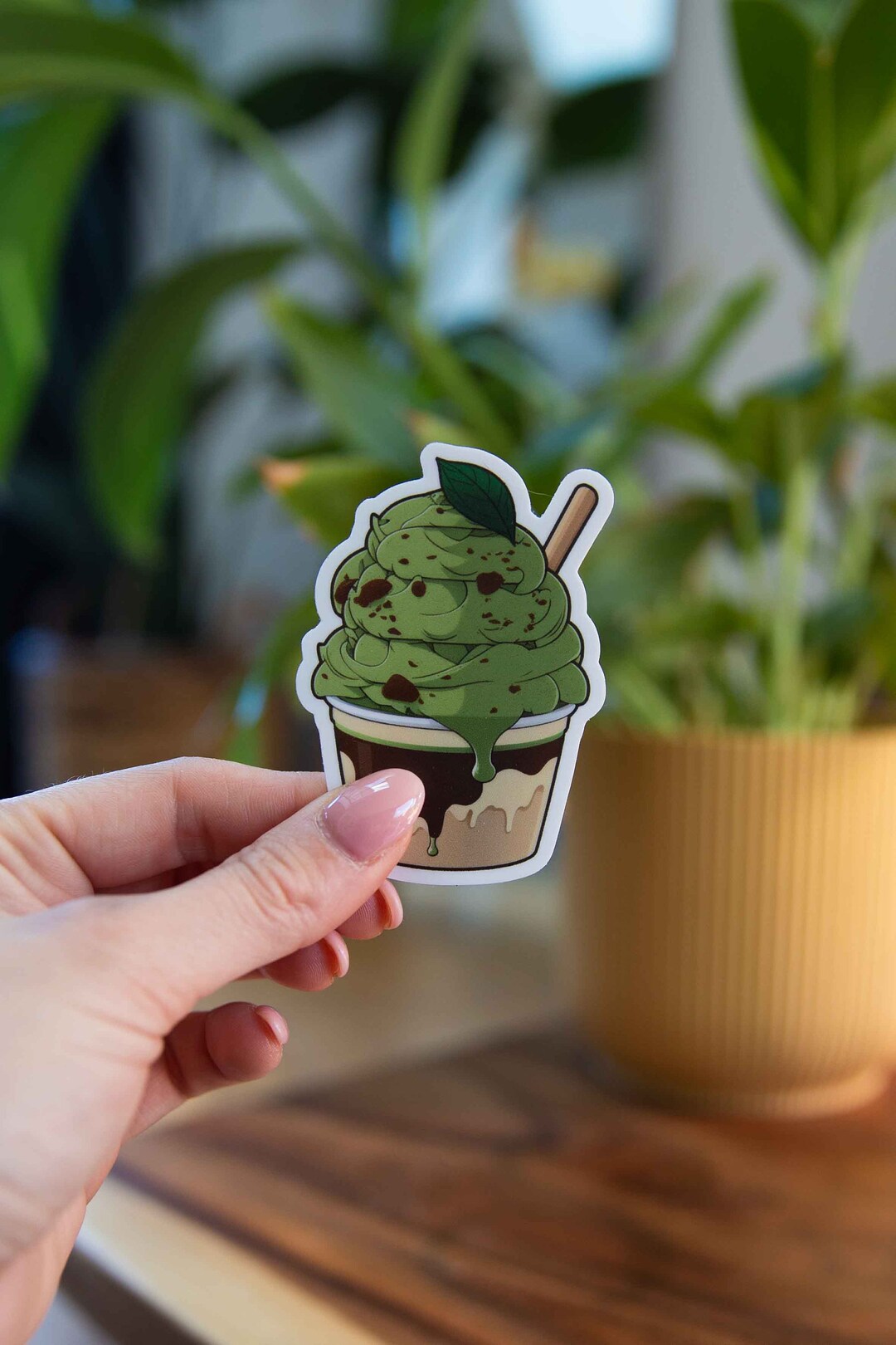Matcha Chocolate Icecream Cup Sticker - 2x3 Inch - Waterproof Vinyl ...