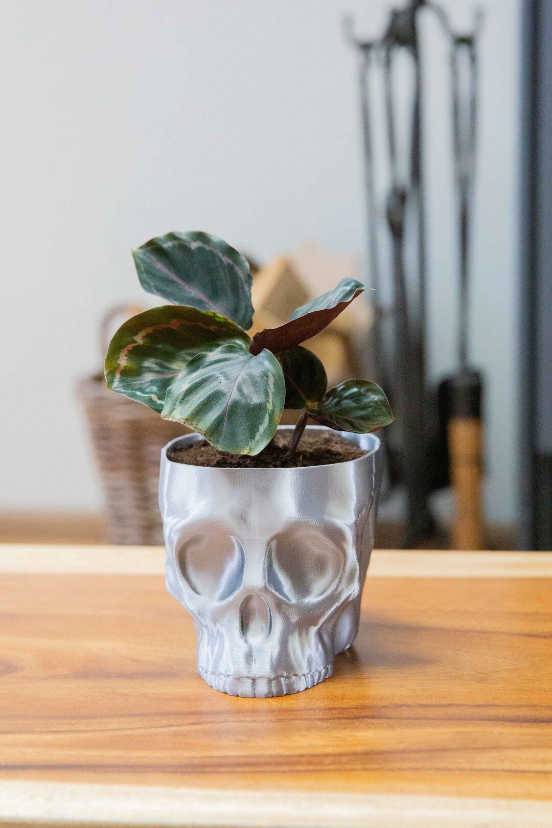 Halloween Skeleton Skull Planter - Spooky Home Decor - Drainage ...