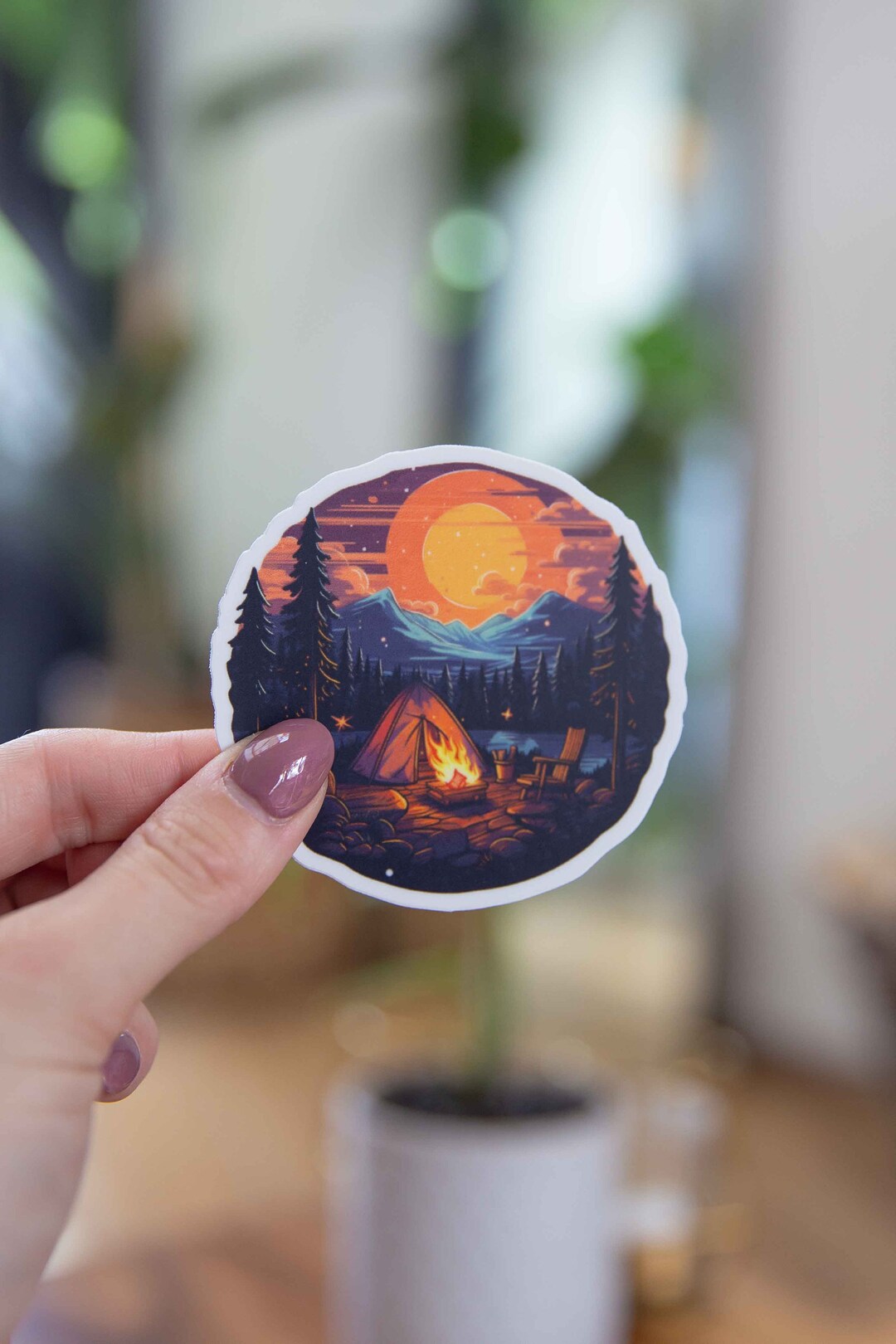 Cozy Camping at Night Sticker - 3x3 Inch // Waterproof & Durable Vinyl ...