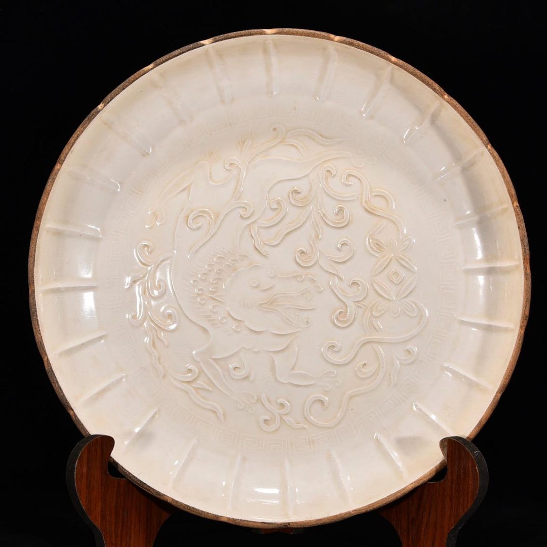 Chinese Antique Pure Hand-painted Exquisite Rare Ding Kiln Moon White ...