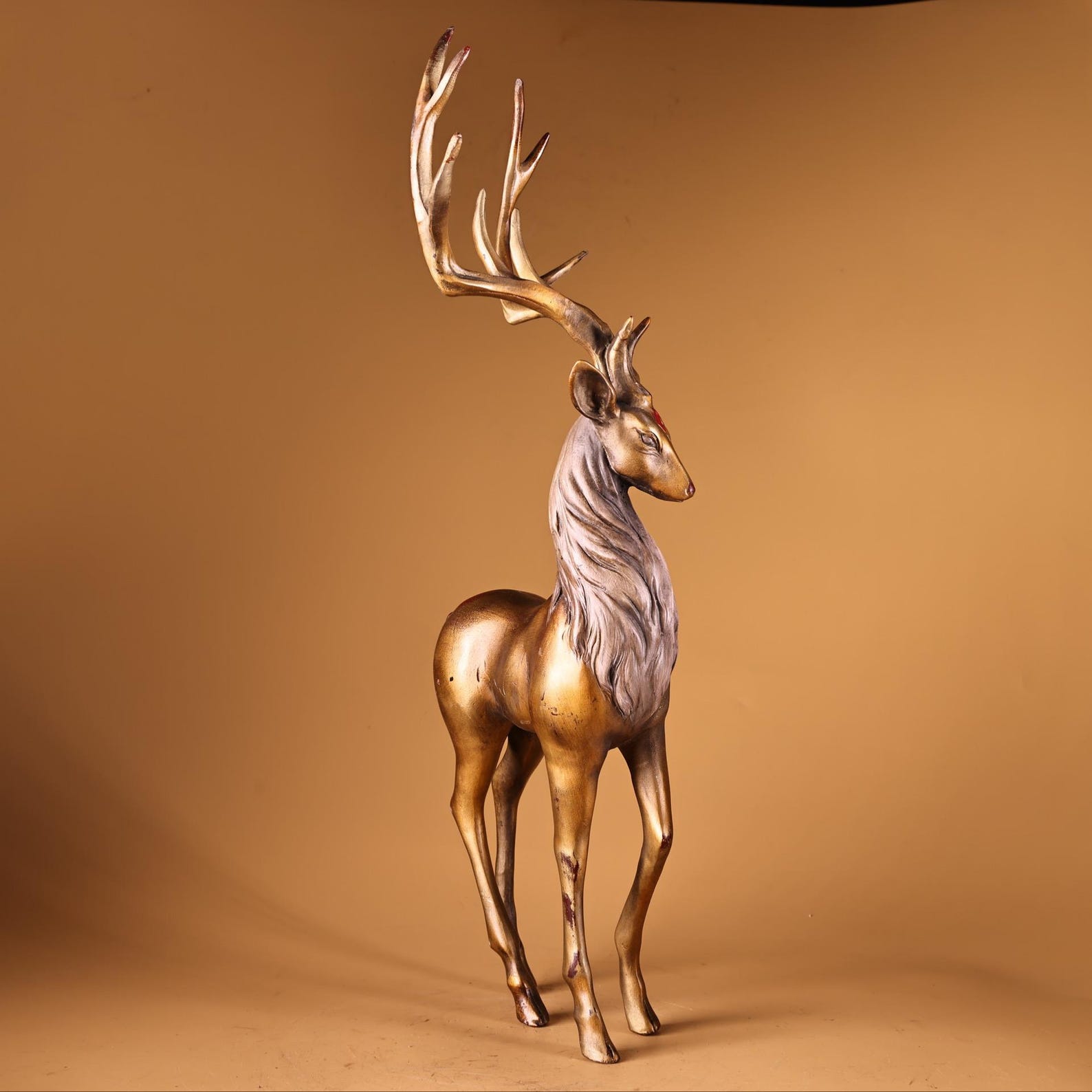 Large Exquisite Rare Pure Copper High Relief Sika Deer Statue Ornaments ...