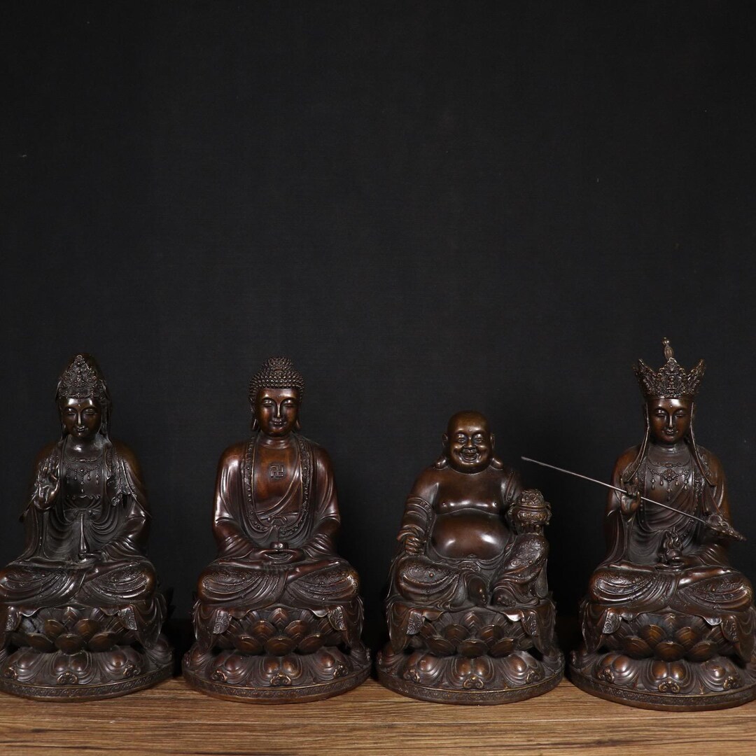 A Set of Exquisite and Rare Pure Copper Buddha Guanyin Ksitigarbha ...