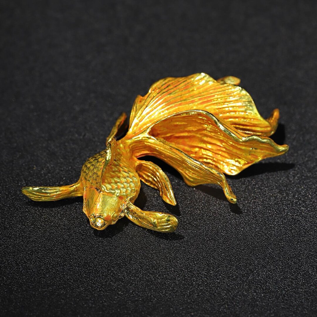 Exquisite and Rare Gilt Copper Goldfish Statuette Made From Chinese ...