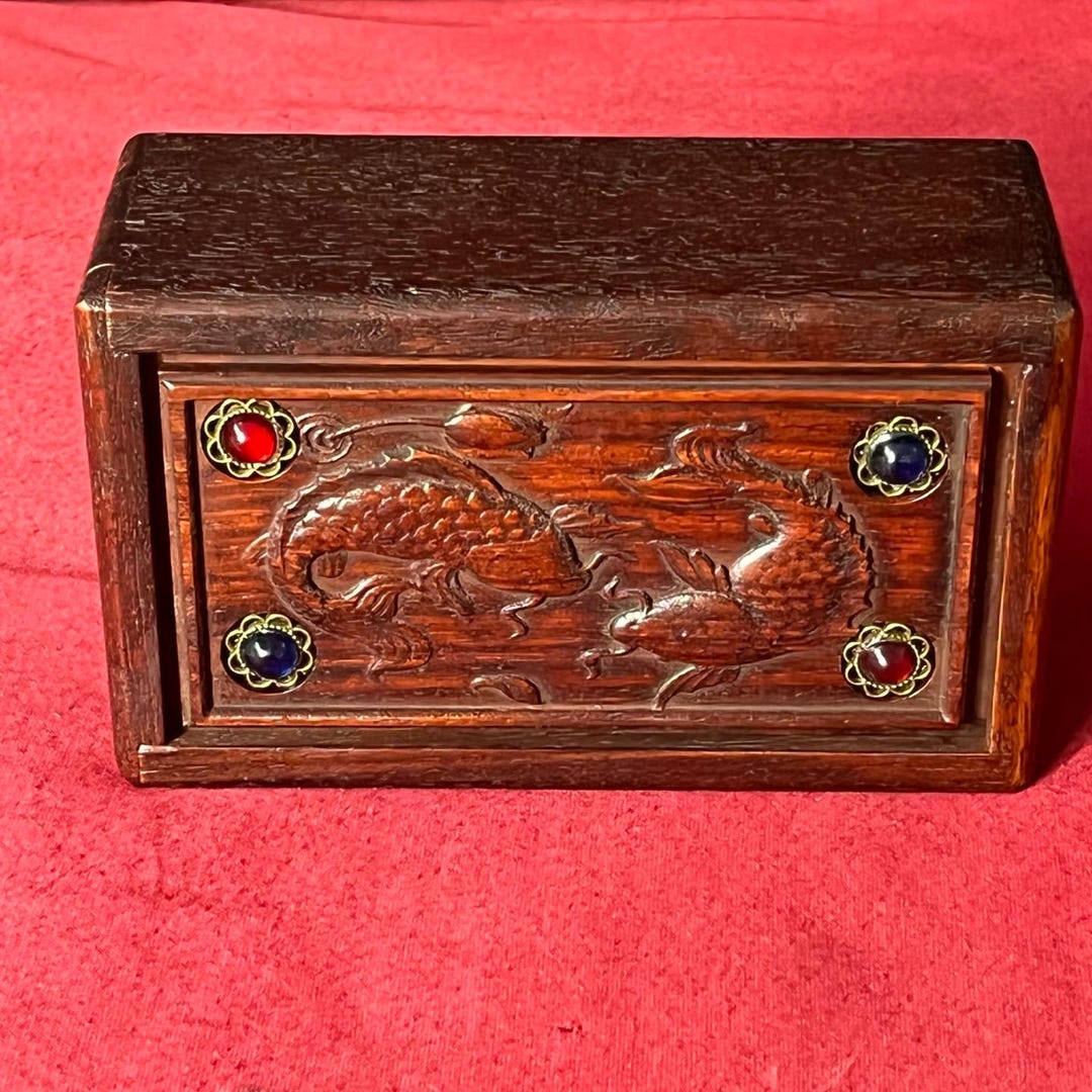Chinese Antique Pure Hand-carved Exquisite Rare Rosewood Inlaid Shells ...