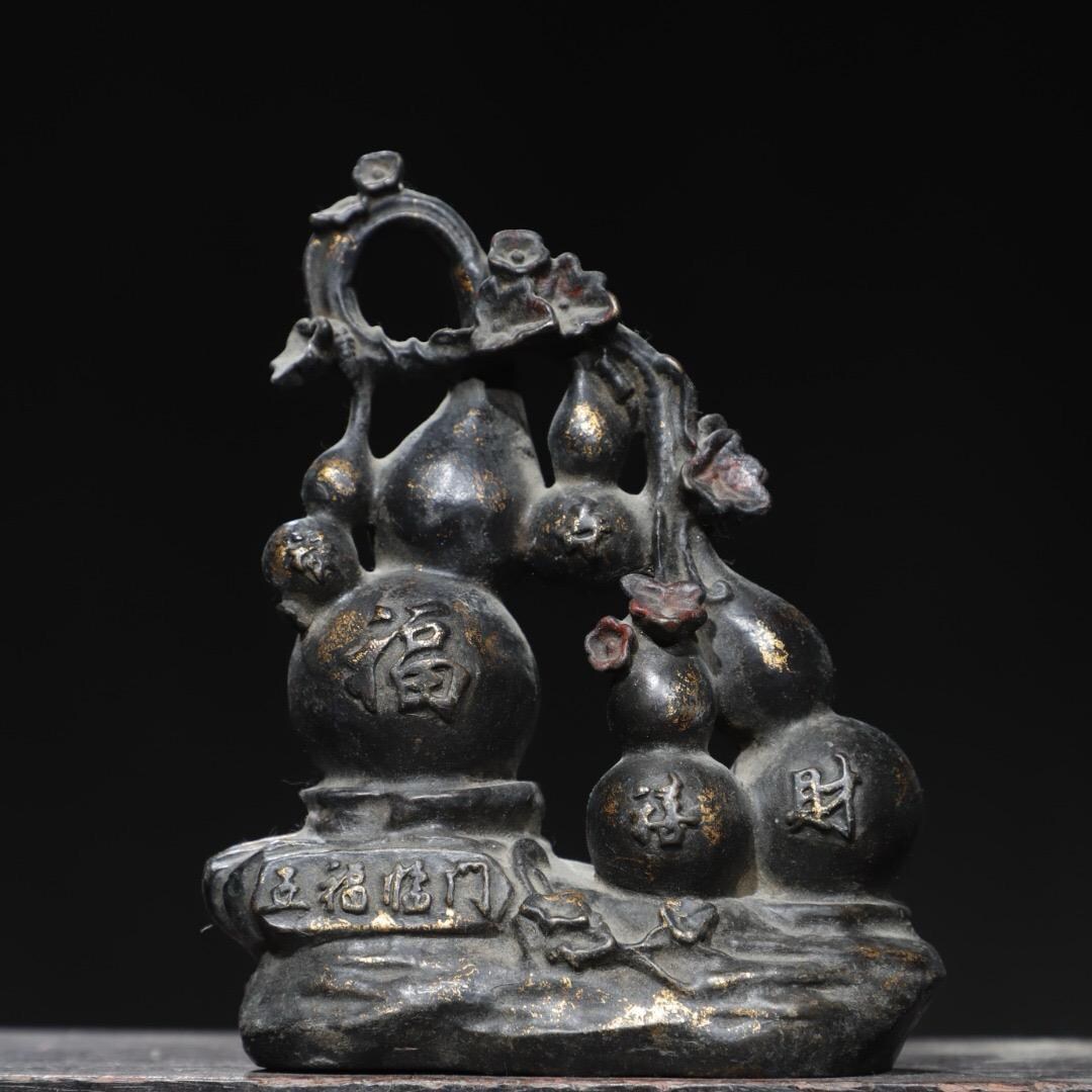 Exquisite and Rare Pure Copper Gourd Sculpture of Five Blessings ...
