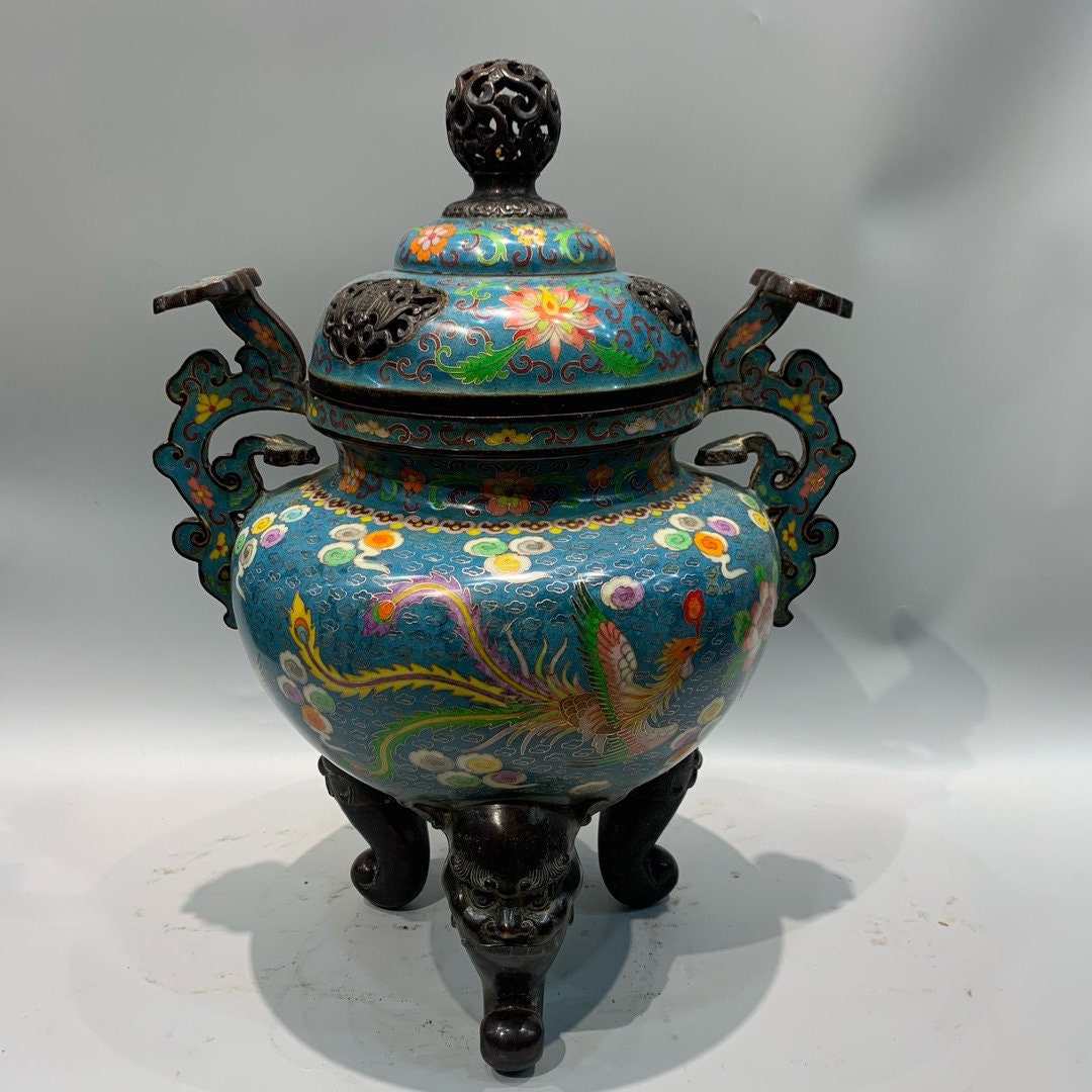 Chinese Antique Handmade Exquisite and Rare Pure Copper Cloisonné Ruyi ...