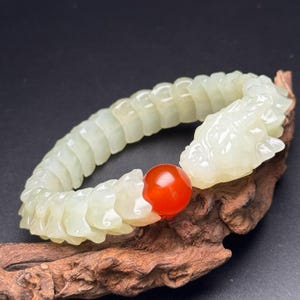 Exquisite and Rare Chinese White Jade Hand-carved Auspicious Dragon ...