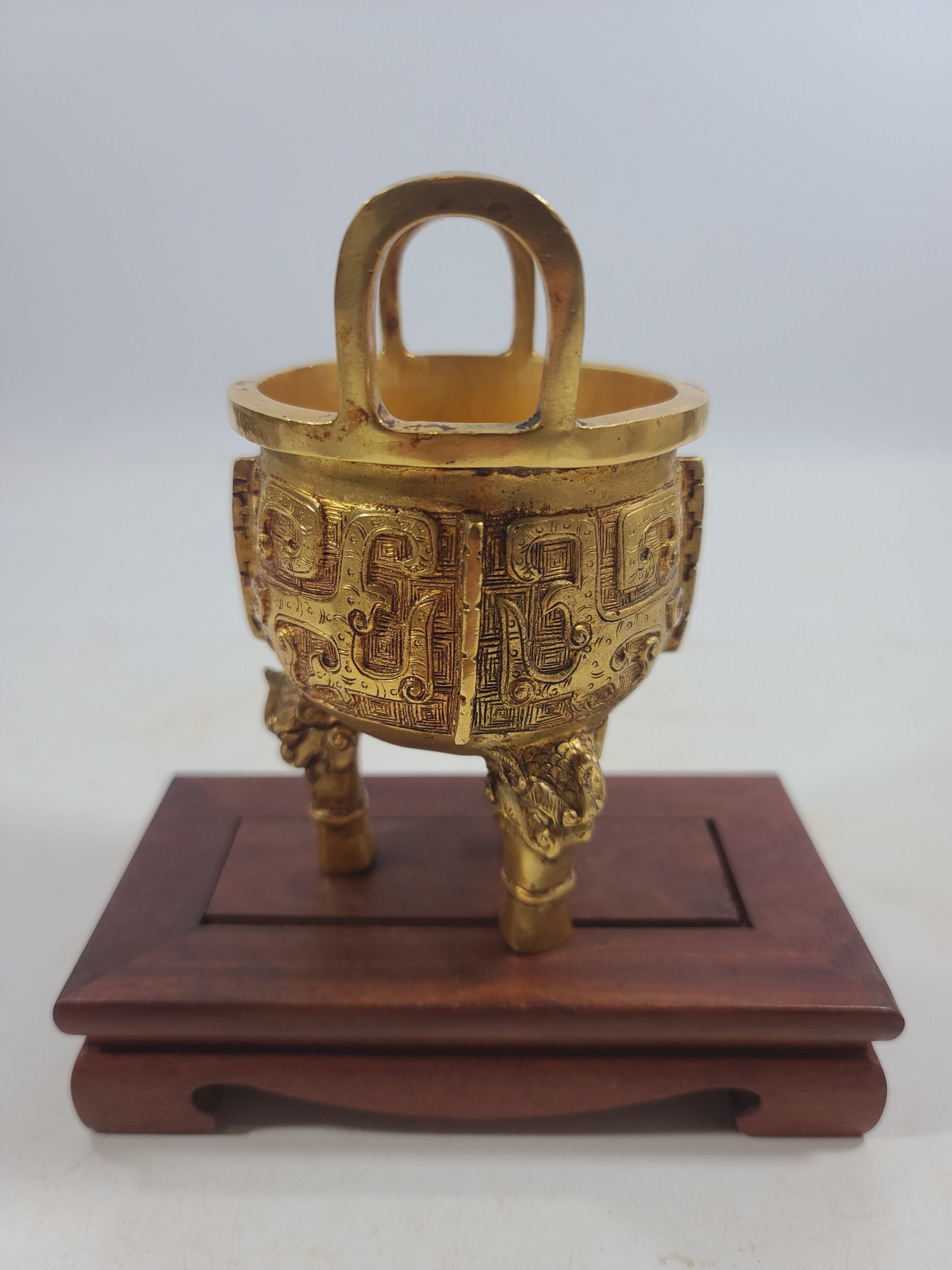 Exquisite and Rare Gilt Copper Tripod Statue Ornament Made by - Etsy