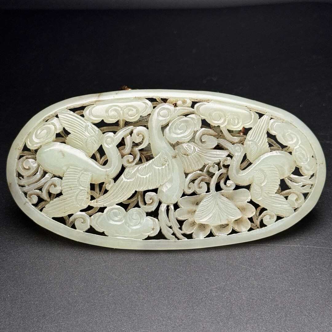 Exquisite and Rare Jade Bi With Auspicious Clouds and Flying Birds ...