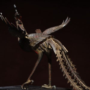Exquisite and Rare Pure Copper and Gold-plated Phoenix Statue Ornaments ...