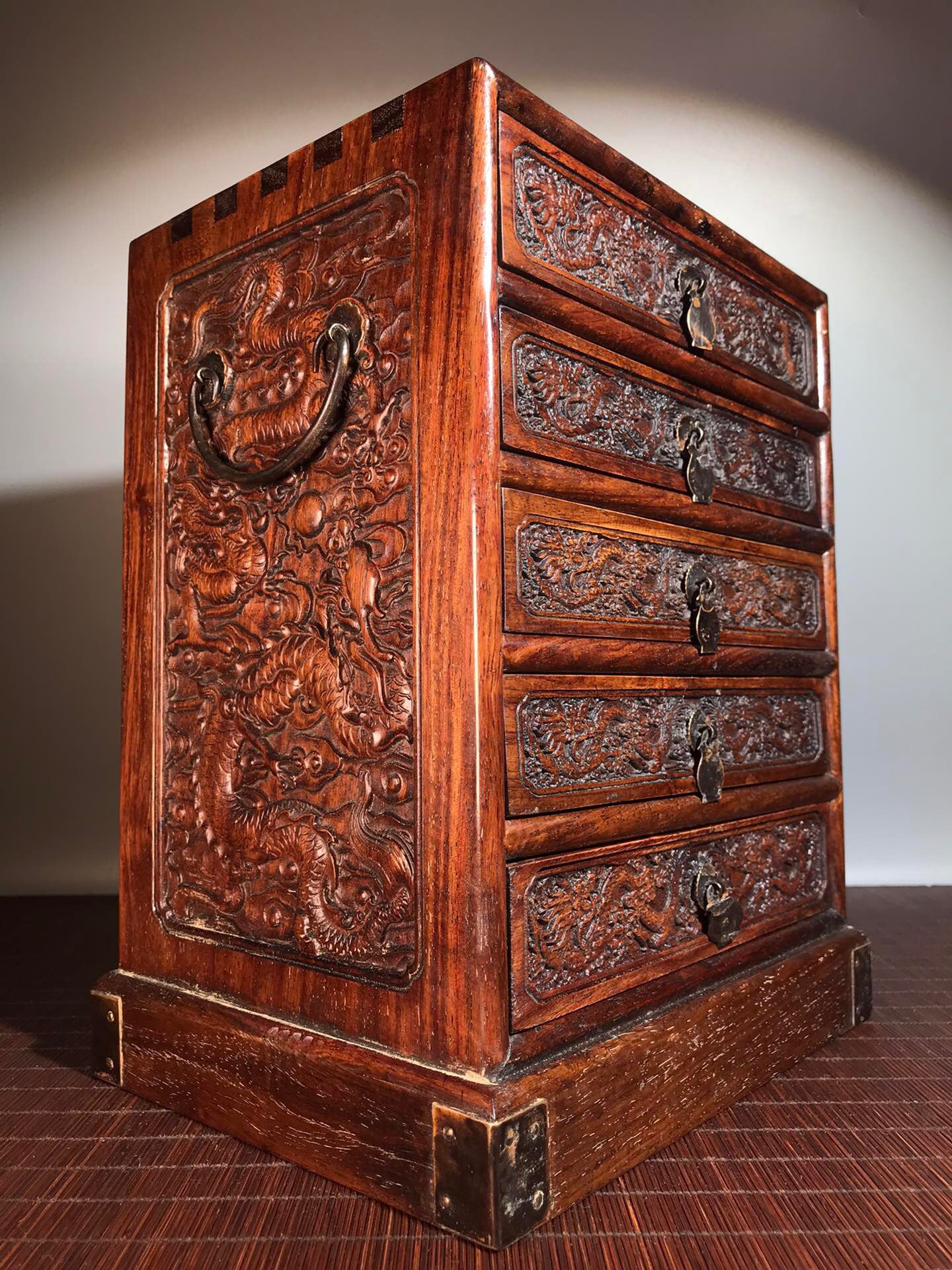 Chinese Antique Rosewood Handmade Embossed Pattern Rare - Etsy