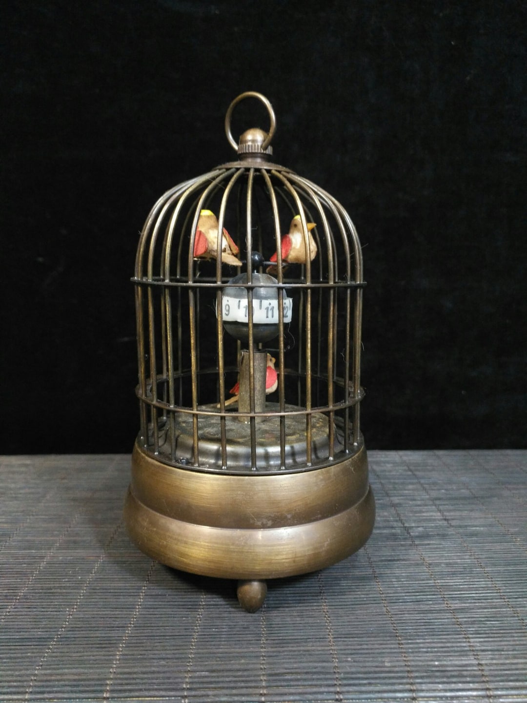 Exquisite Rare Copper Mechanical Vintage Winding Clock "birdcage Clock ...