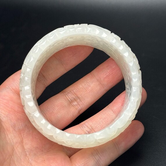 Chinese white jade pure hand-carved exquisite rare ho… - Gem