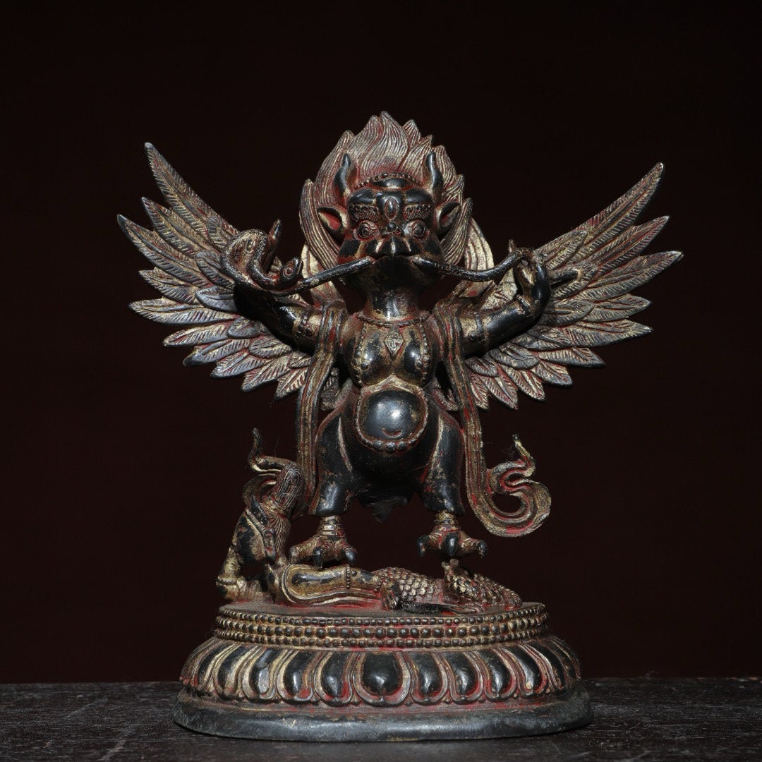 Exquisite and Rare Pure Copper Mud Gold Dapeng Bird Buddha Statue Made ...