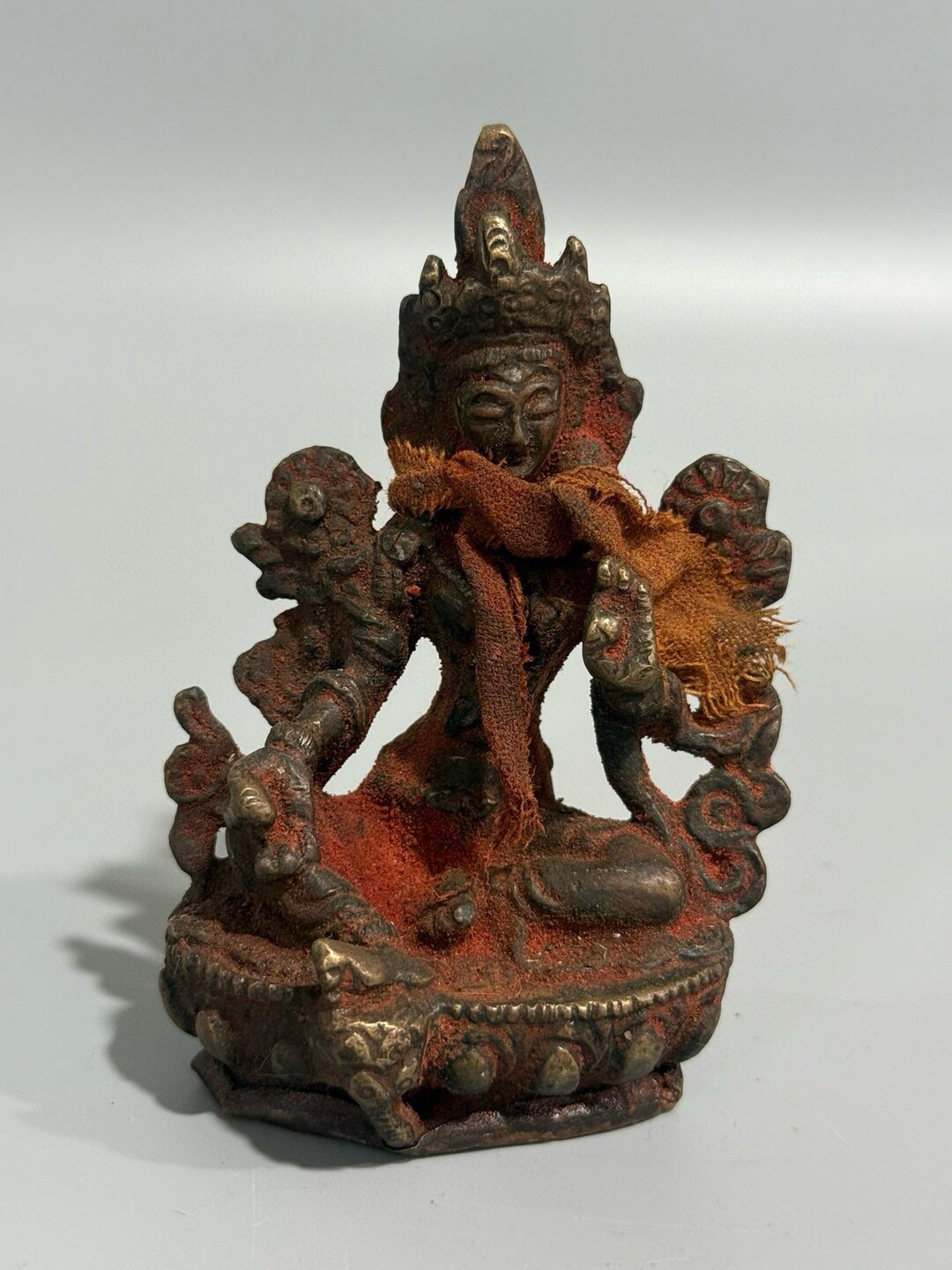 Exquisite Handcrafted Chinese Antique Tara Buddha Statue With Cinnabar ...