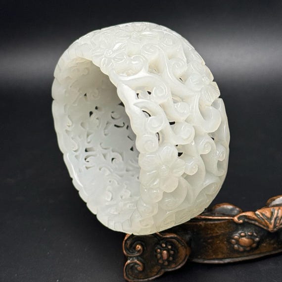 Chinese white jade pure hand-carved exquisite rare ho… - Gem