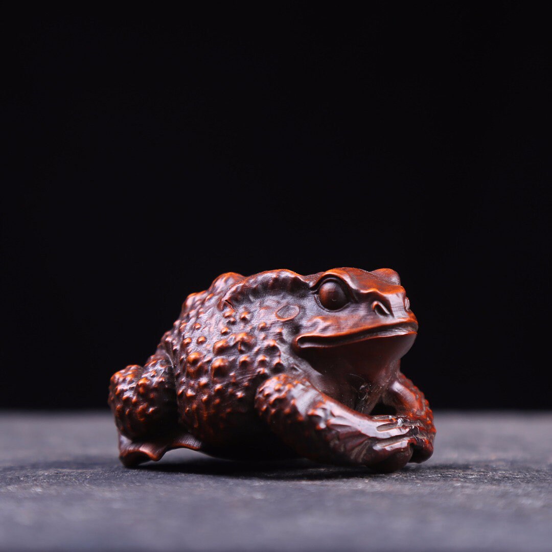 Exquisite Rare Three-legged Golden Toad Statue Ornament Hand Carved ...