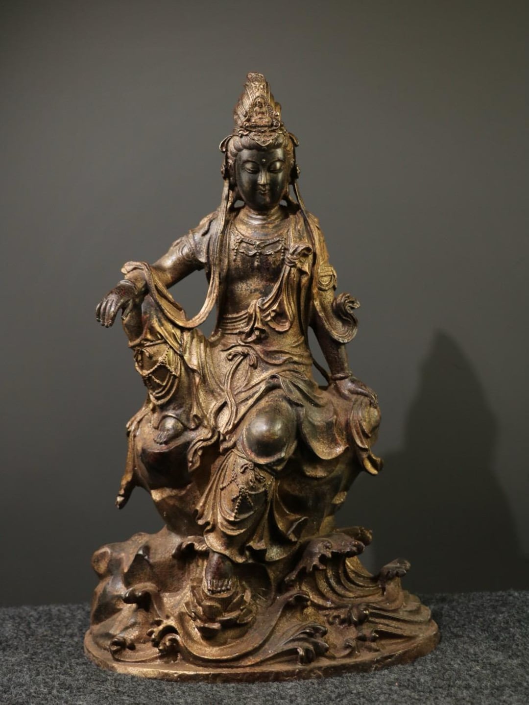 Chinese Antique Pure Hand-made Exquisite Rare Pure Copper Mud Gold ...