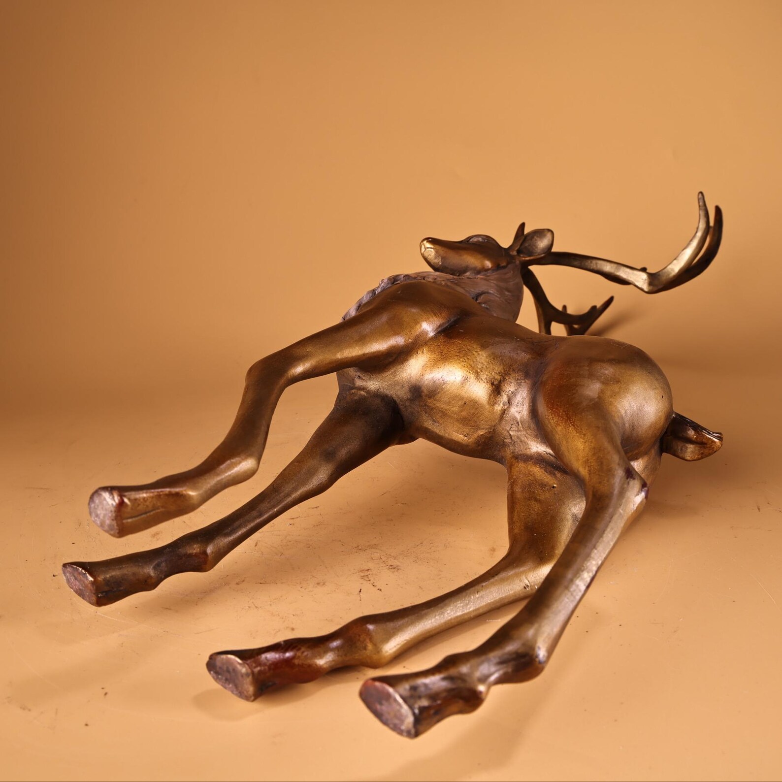 Large Exquisite Rare Pure Copper High Relief Sika Deer Statue Ornaments ...