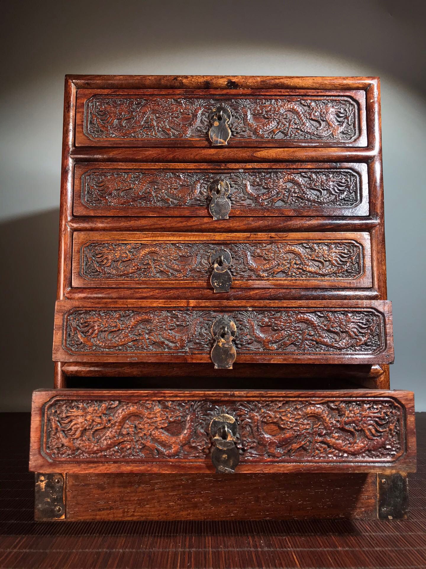Chinese Antique Rosewood Handmade Embossed Pattern Rare - Etsy