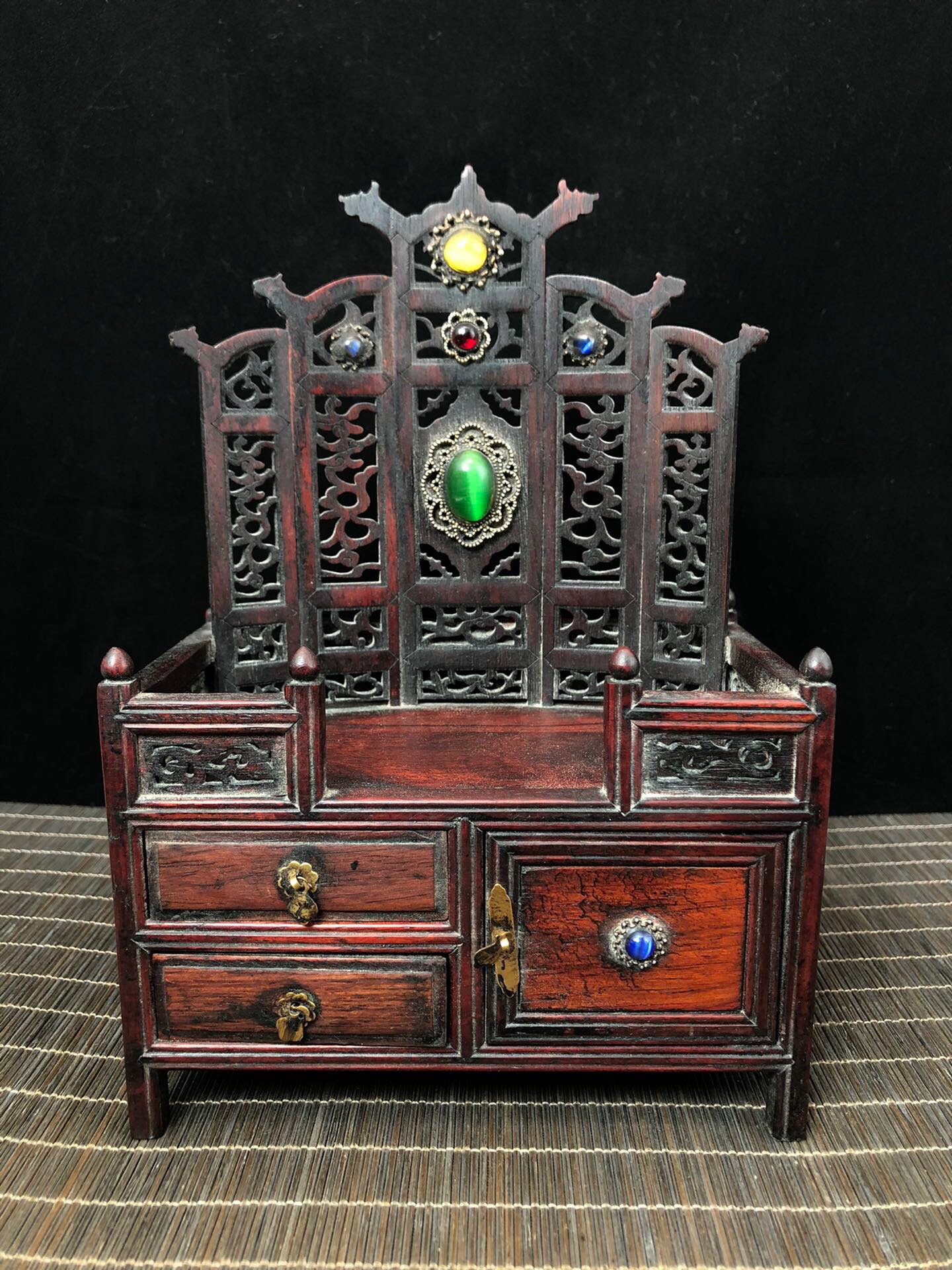 Chinese Antique Collection Red Rosewood Inlaid Gemstone - Etsy