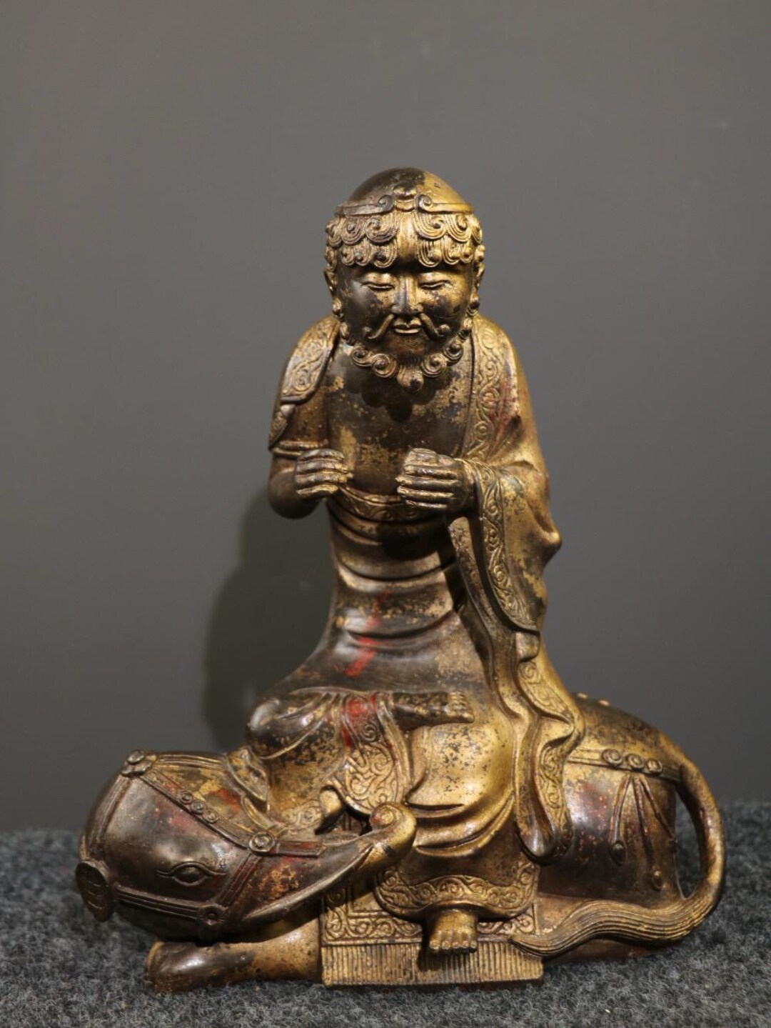 Chinese Antique Pure Hand-made Exquisite Rare Copper Mud Gold Sprinkled ...