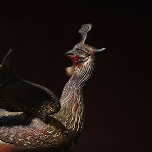 Exquisite and Rare Pure Copper and Gold-plated Phoenix Statue Ornaments ...