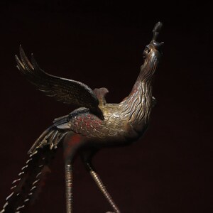 Exquisite and Rare Pure Copper and Gold-plated Phoenix Statue Ornaments ...