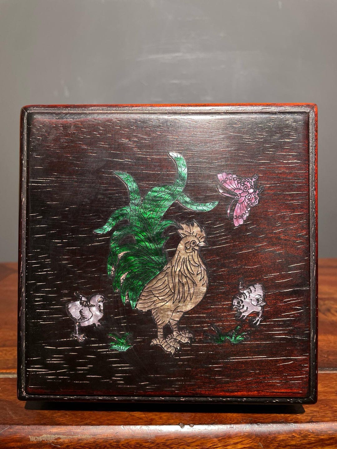 Chinese Antique Pure Hand-carved Exquisite Rare Rosewood Inlaid With ...