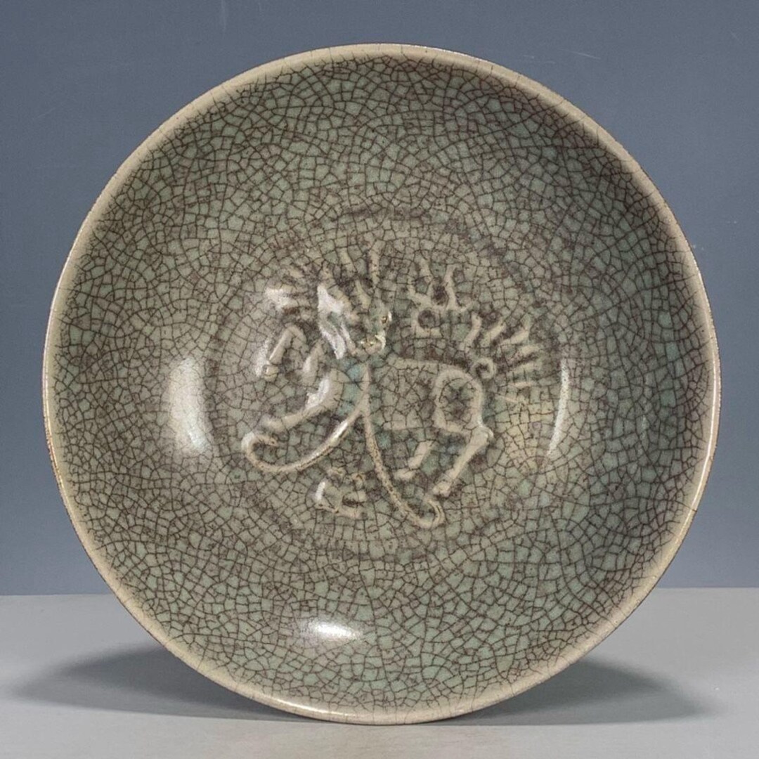 Exquisite Ru Ware Antique Plate With Incised Carving of a Qilin ...