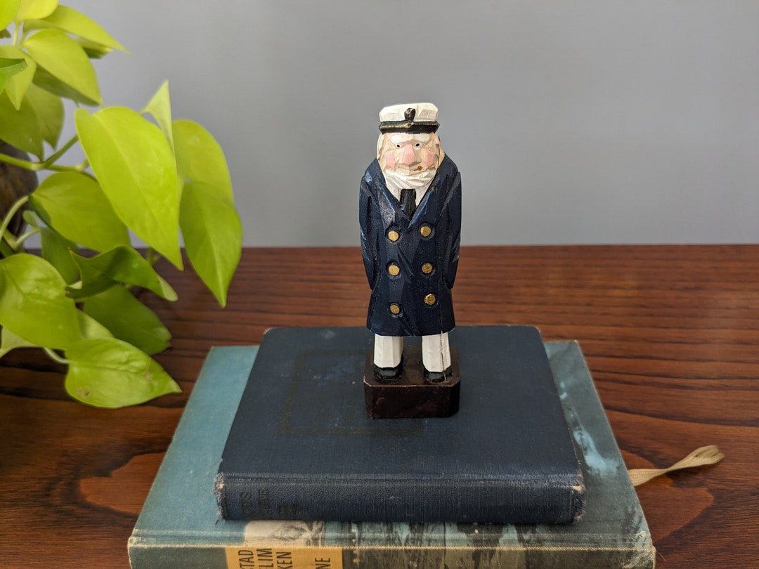 Hand-carved Wooden Sea Captain Statue // Nautical Decor // Sailing ...