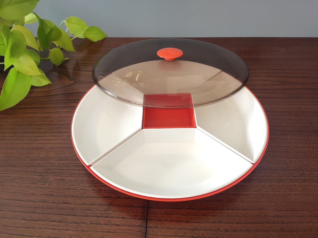 Retro Plastic Divided Appetizer Tray / Vintage Snack Condiment Tray ...