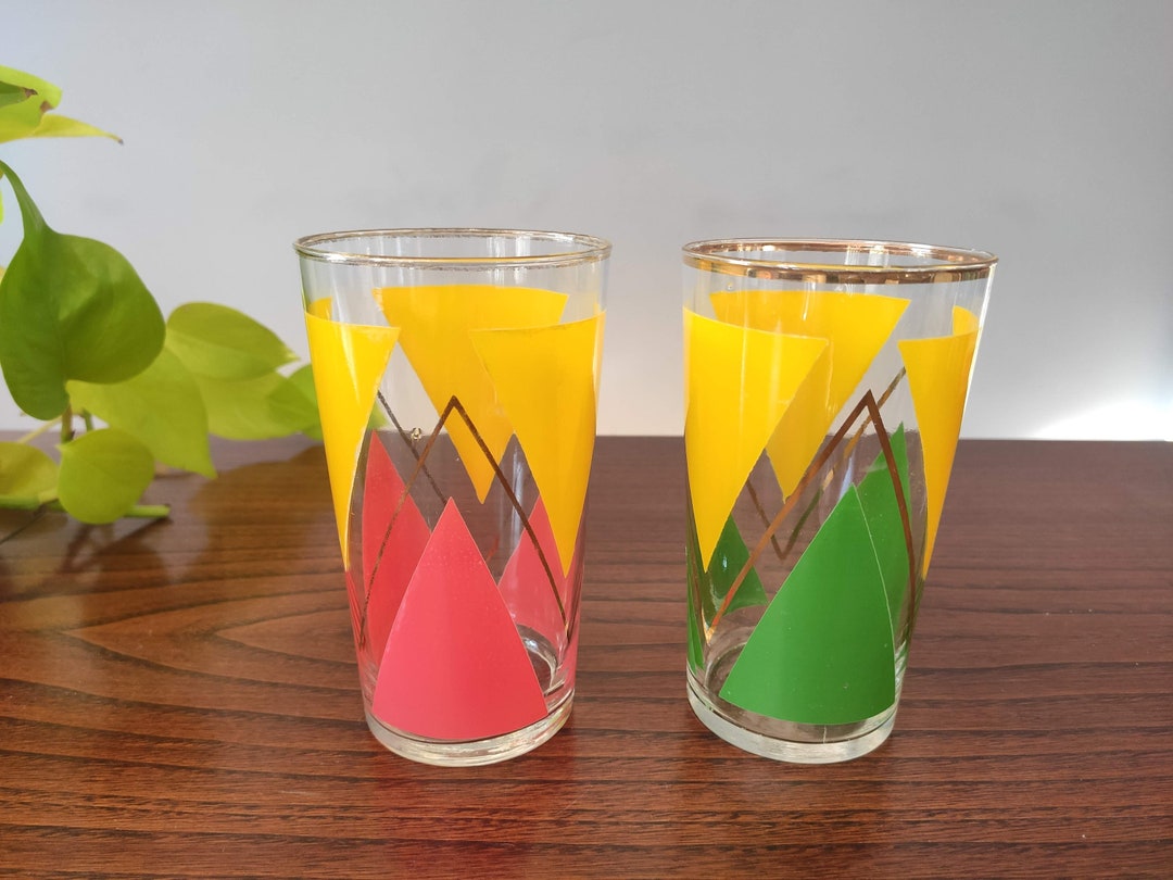 Vintage Mid-century Drinking Glasses, Set of 2 // Retro Water Glasses ...