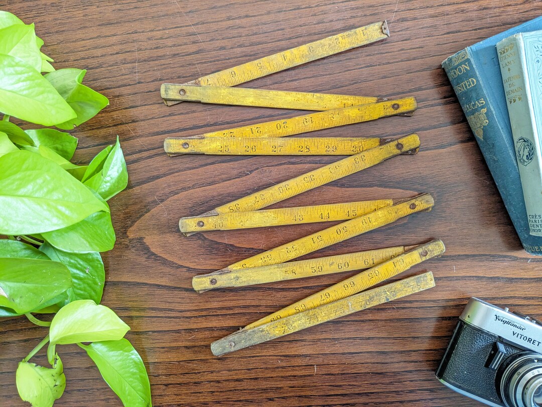 Yellow Wooden Folding Ruler // Vintage Articulating Ruler // Accordion ...