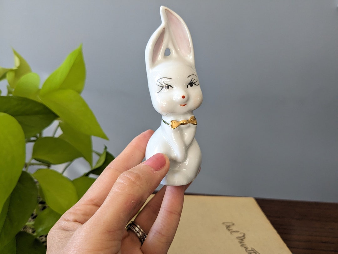 Porcelain Bunny Figurine // Anthropomorphic // Hand-painted Whimsical ...
