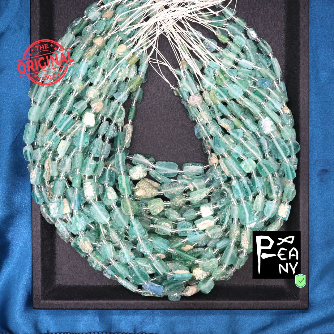 Ancient Aqua Roman Glass Bead Strand, Afghanistan, 42-45cm - Etsy